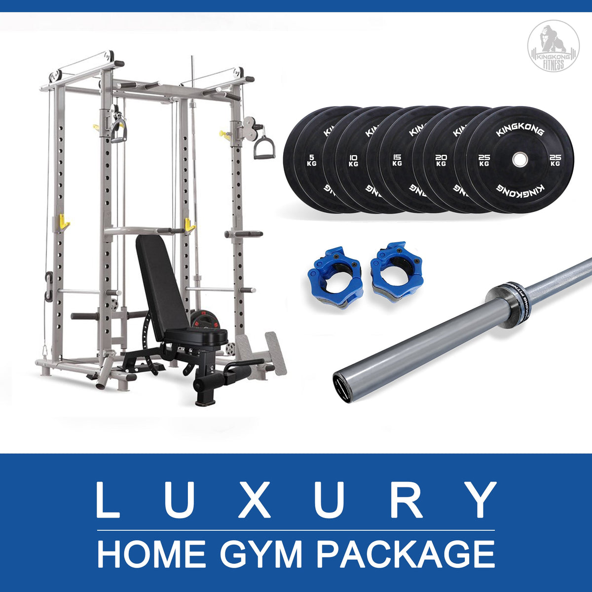 Commercial Power Rack Package - 150kg - Adjustable Bench & 700LB Olymp