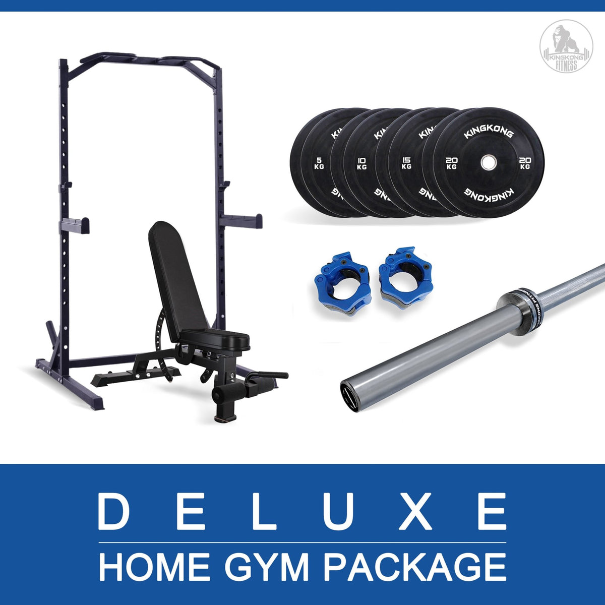 Half Rack Package - 100kg - Adjustable Bench & 700LB Olympic Bar｜Pre-o